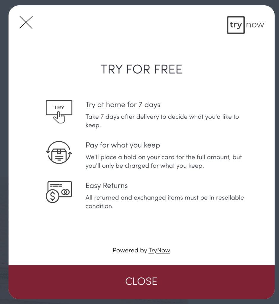 TryNow: A service that allows you to try items for free. My review.